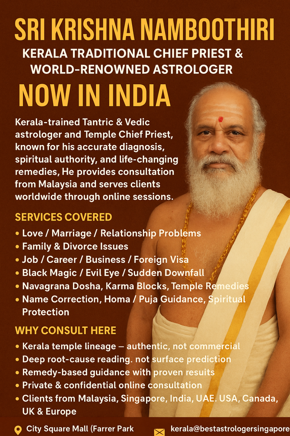 Kerala Traditional Chief Priest & World-Renowned Astrologer Sri Krishna ...